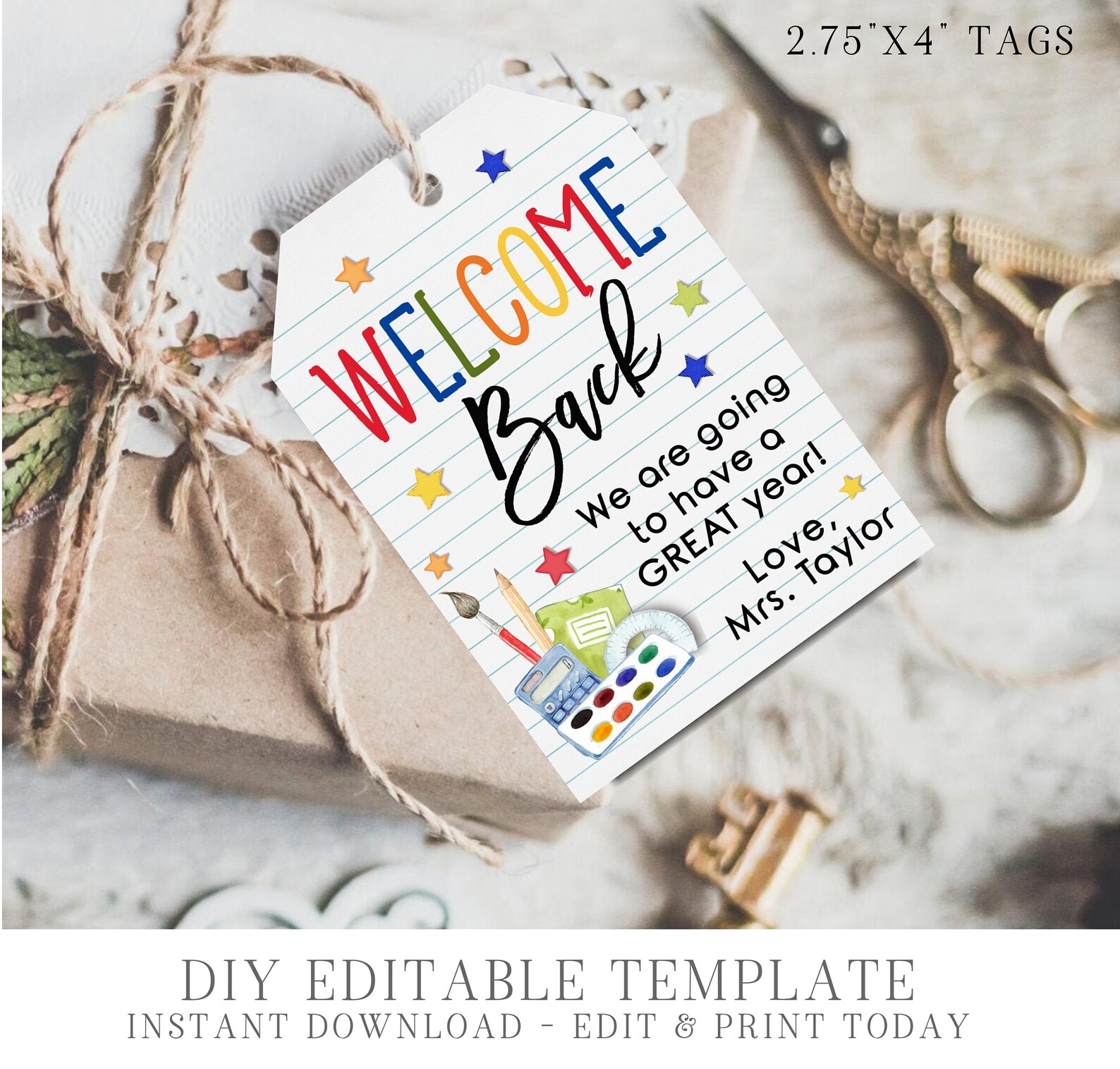 EDITABLE First Day of School Printable Tag Back to School | Etsy