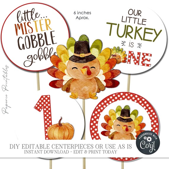 EDITABLE Turkey Birthday Party Decorations Turkey Birthday | Etsy