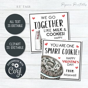 EDITABLE Cookie Valentine Cards, Cookie Valentine Tags, School ...