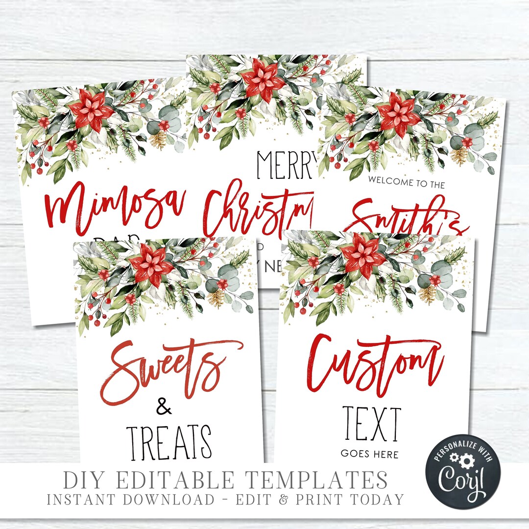 Editable Christmas Party Signs Bundle: DIY Printable Decor (8x10 & 5x7 ...
