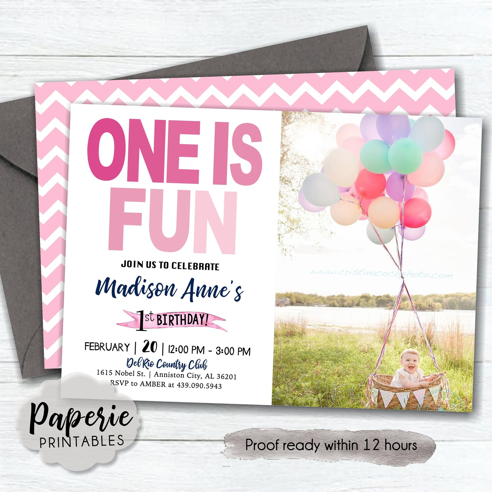 Ombre One is FUN Birthday Party Invitation 1st Birthday | Etsy