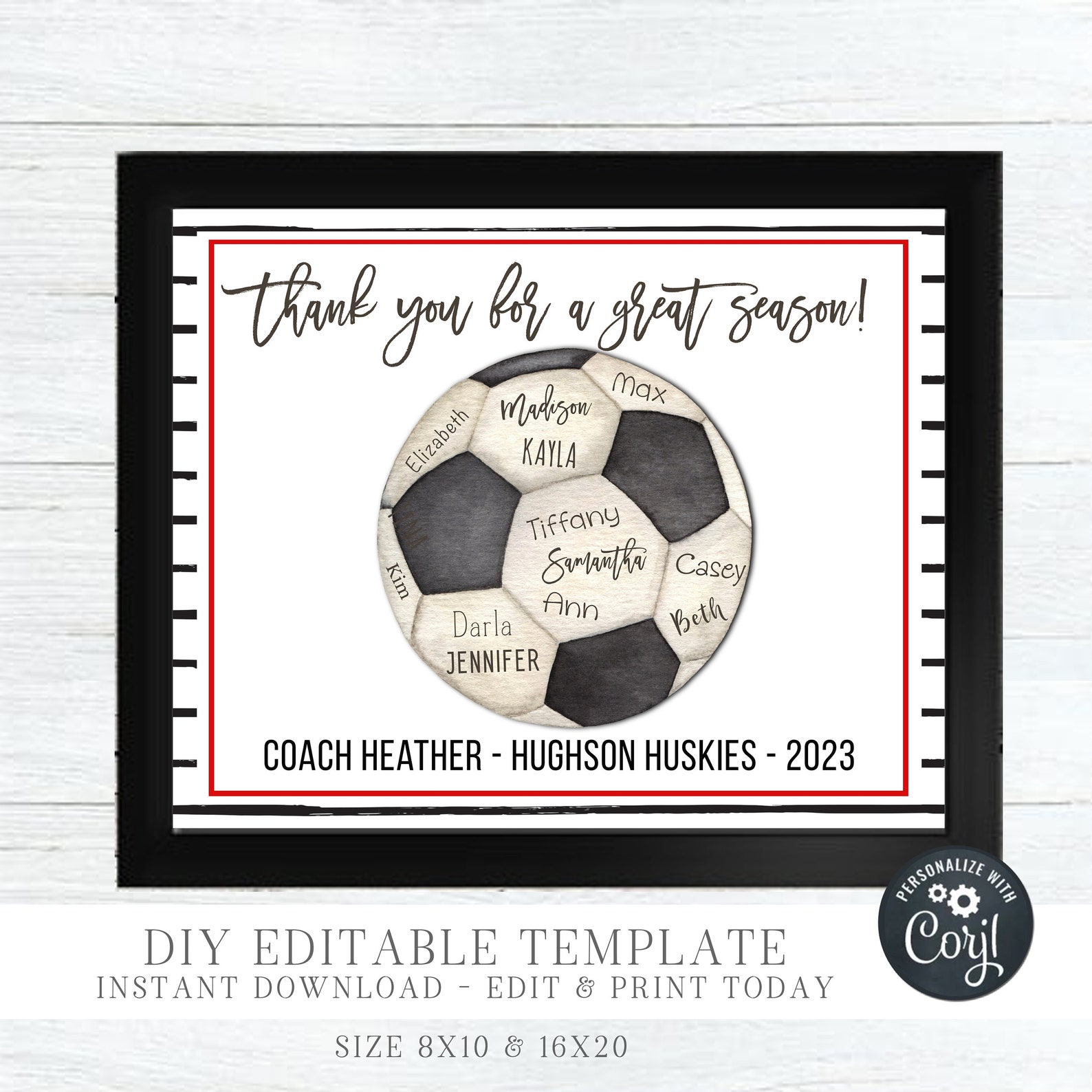 EDITABLE Soccer Coach Gift Printable, Coach Appreciation Gift, Team ...