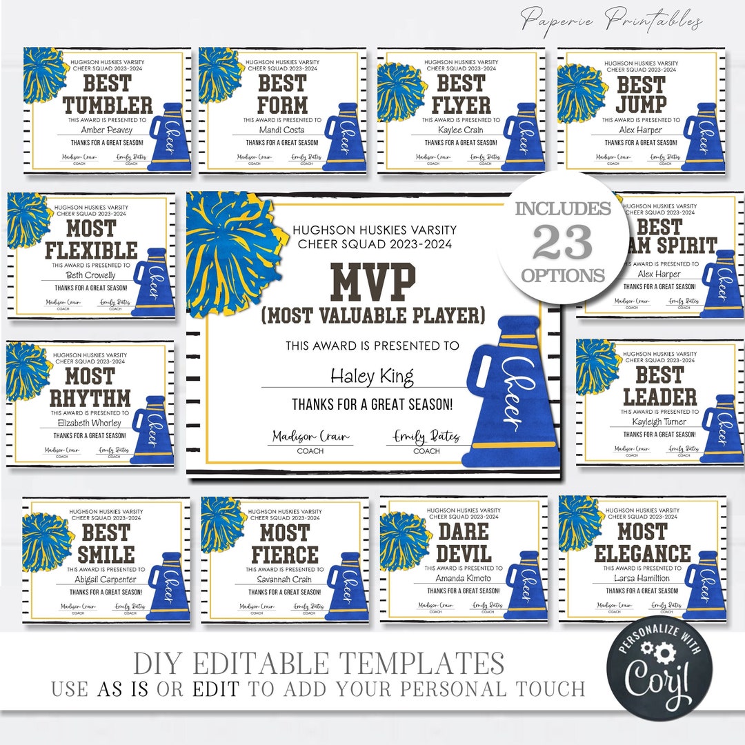 Editable Cheerleading Awards, End of Season Award, Cheer Team Party ...