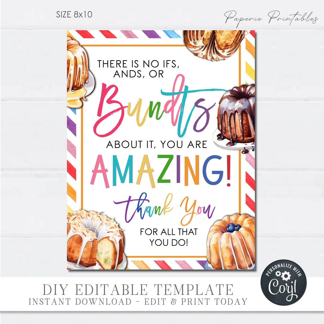 Editable Bundt Cake Teacher Appreciation Sign (digital Download) #TAW12 ...