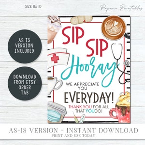 EDITABLE Coffee Nurse Appreciation Sign, Nurse Appreciation Coffee Sign ...