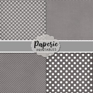 Gray & White Pattern Digital Paper - 12x12 Digital Scrapbooking Paper ...