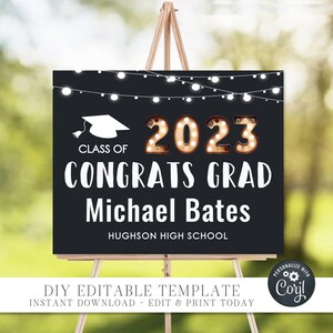 EDITABLE Graduation Yard Sign Class of 2023 Graduation Sign - Etsy