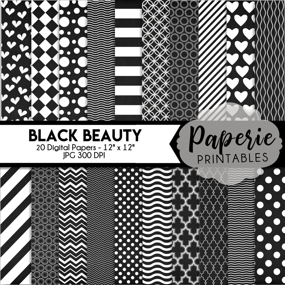 Black & White Pattern Digital Paper 12x12 Digital - Etsy