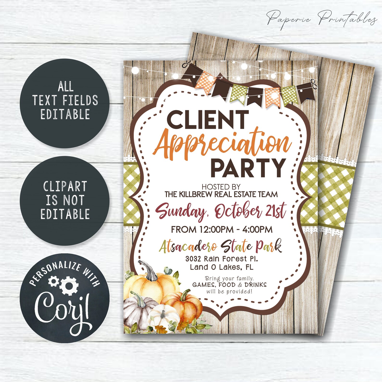 EDITABLE Fall Client Appreciation Party Invitation Fall - Etsy
