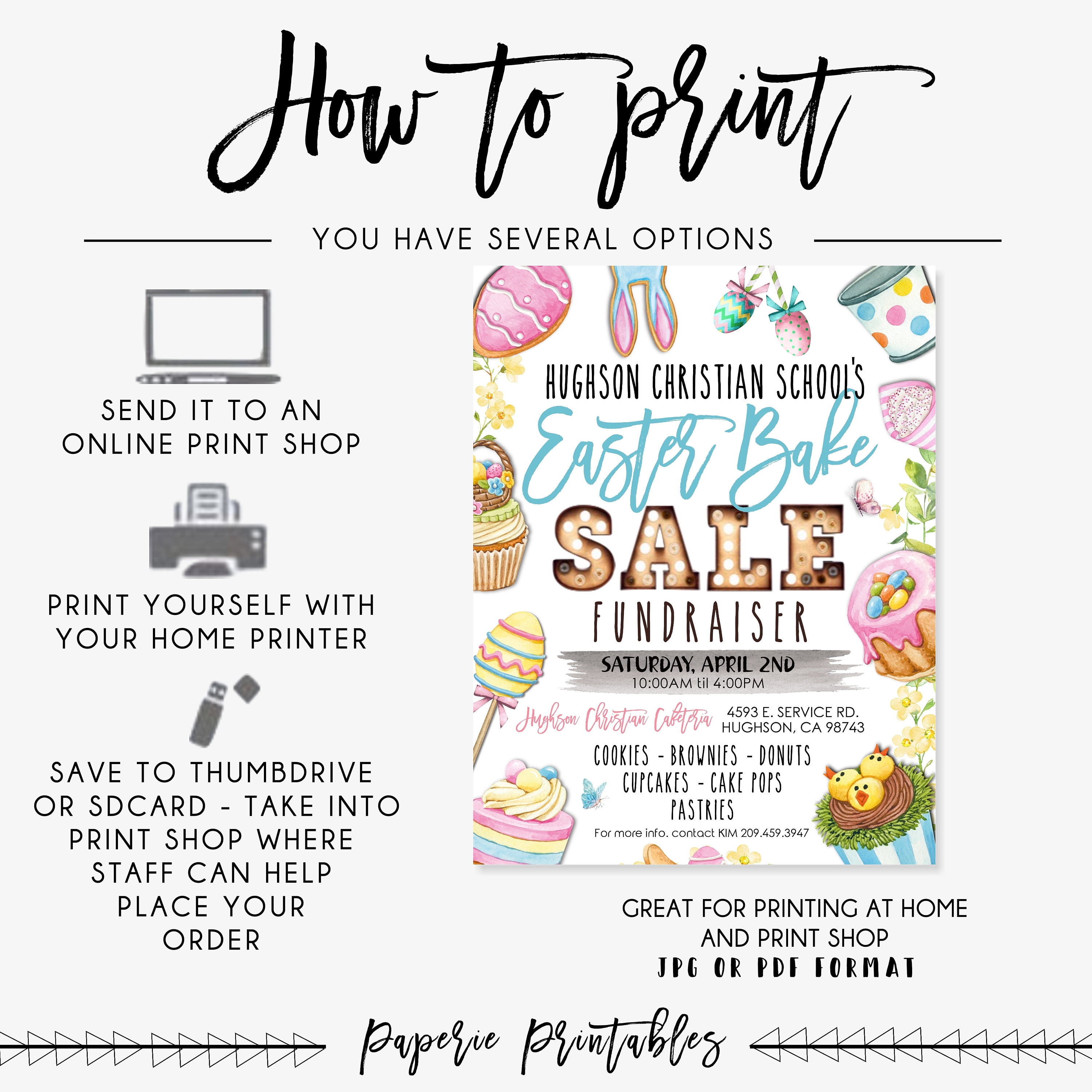 EDITABLE Easter Bake Sale Flyer Printable Easter Event Flyer | Etsy