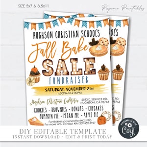 EDITABLE Fall Bake Sale Flyer, School Bake Sale Flyer, Church Fall Bake ...