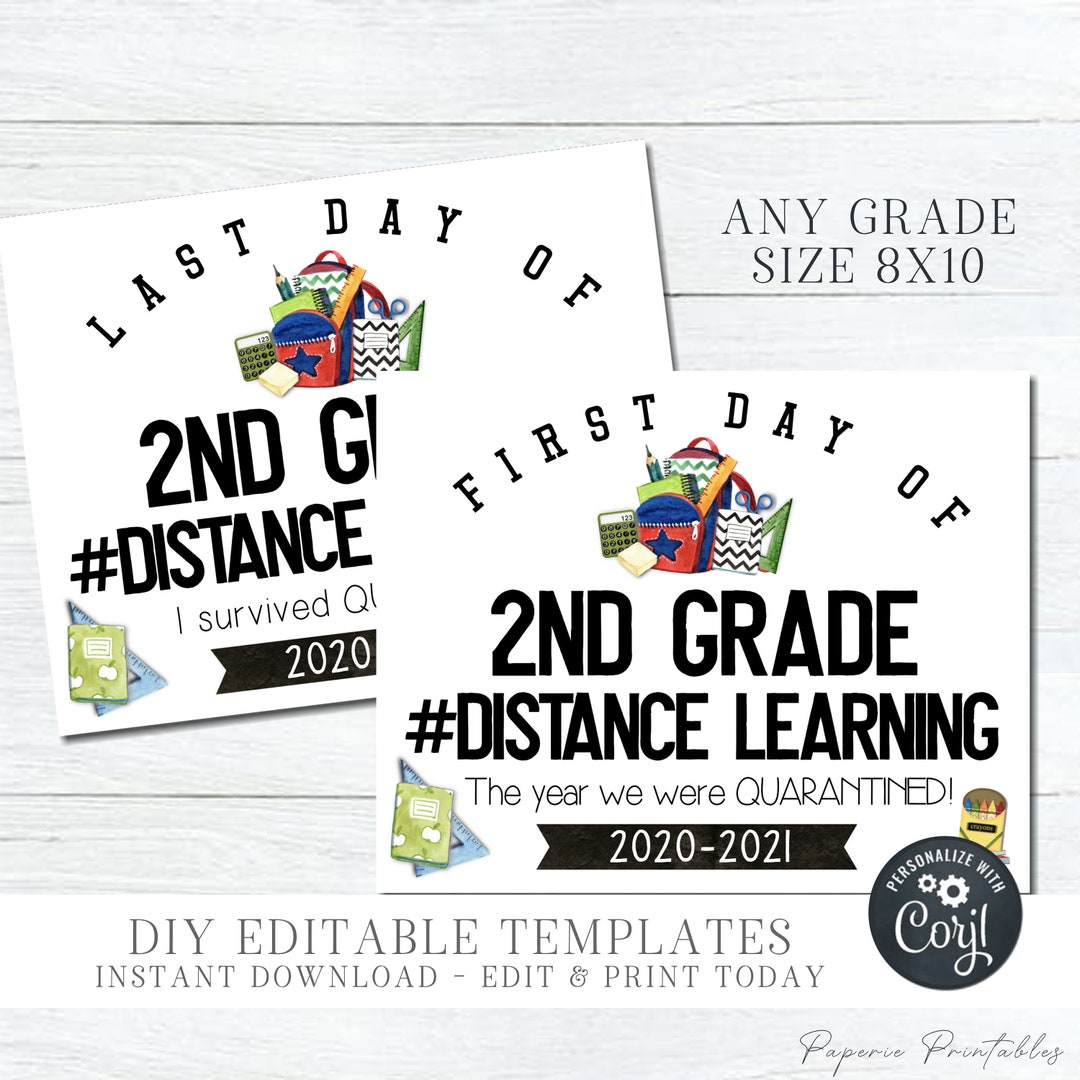 EDITABLE First Day of School Sign, First Day of Distance Learning First ...