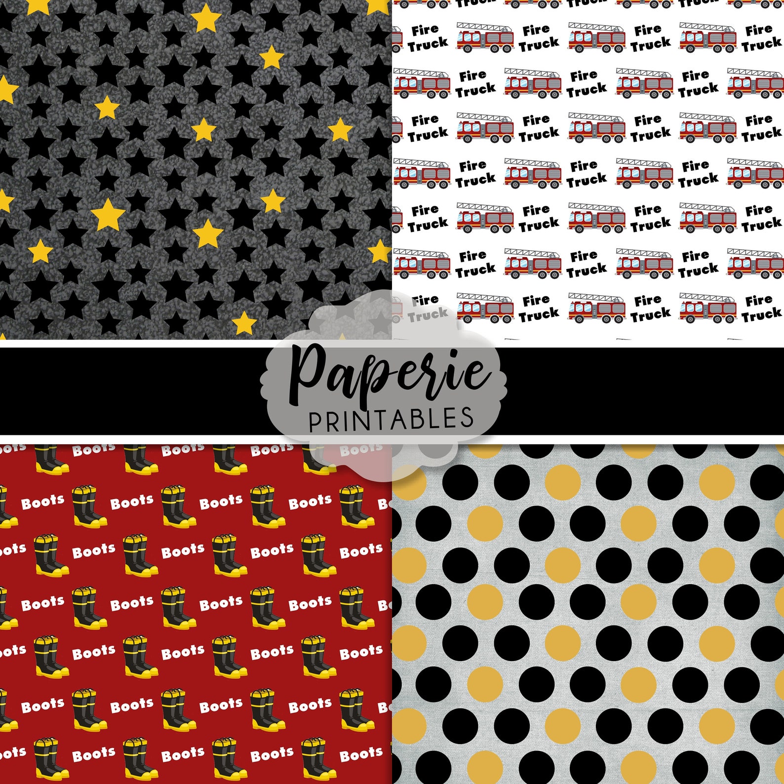 Firefighter Digital Paper 12x12 Digital Scrapbooking Paper - Etsy