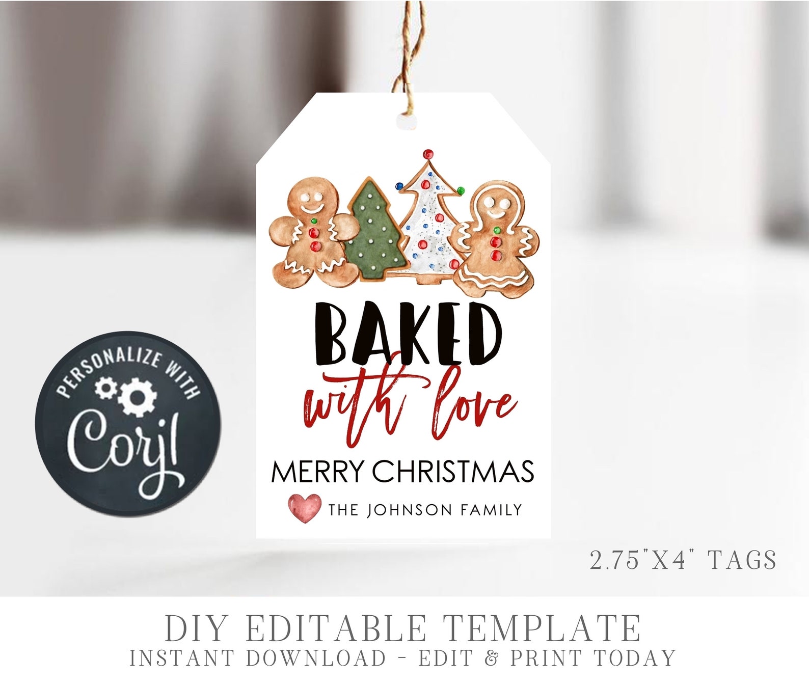 Editable Baked With Love Gift Tag Baked With Love Labels - Etsy