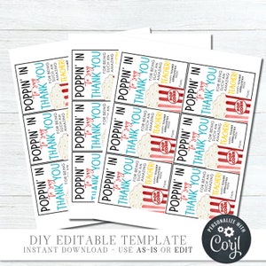 Editable Popcorn Teacher Appreciation Gift Tag (digital Download) # ...