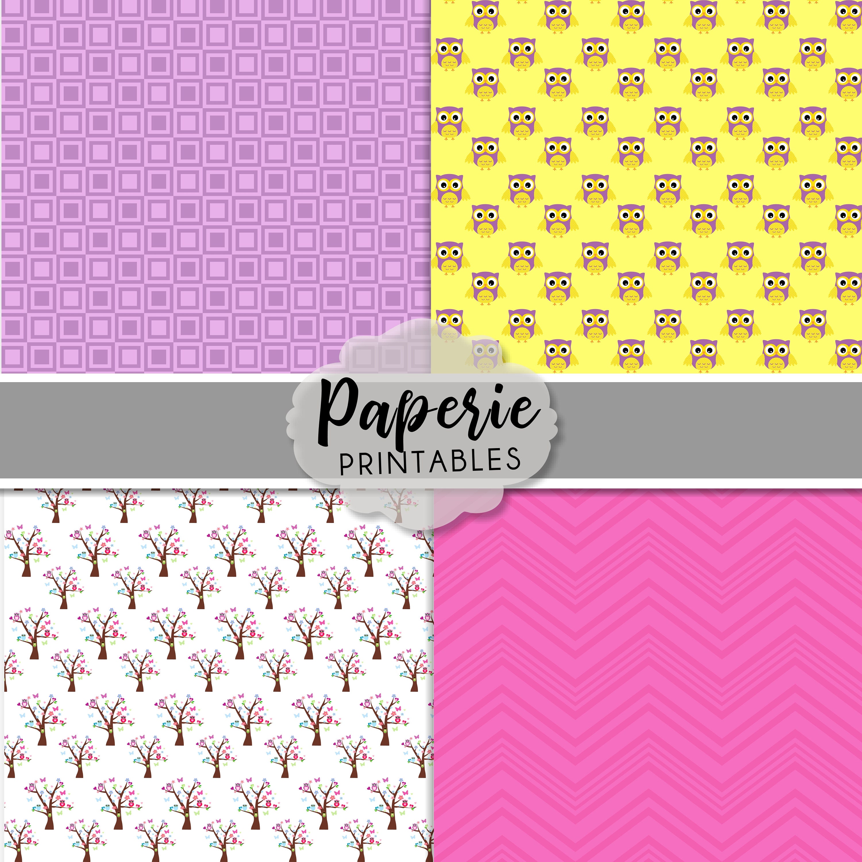 Woodland Owl Pattern Digital Paper 8.5x11 Digital | Etsy