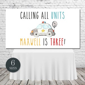 EDITABLE Police Birthday Decorations, Law Enforcement Birthday Backdrop ...