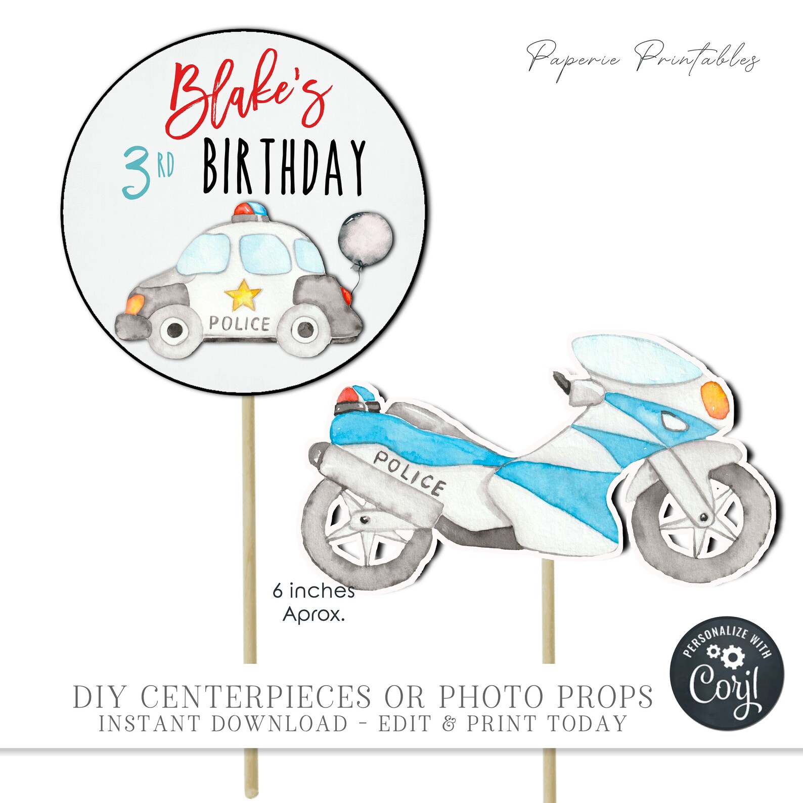 EDITABLE Police Birthday Party Decorations Police Birthday - Etsy