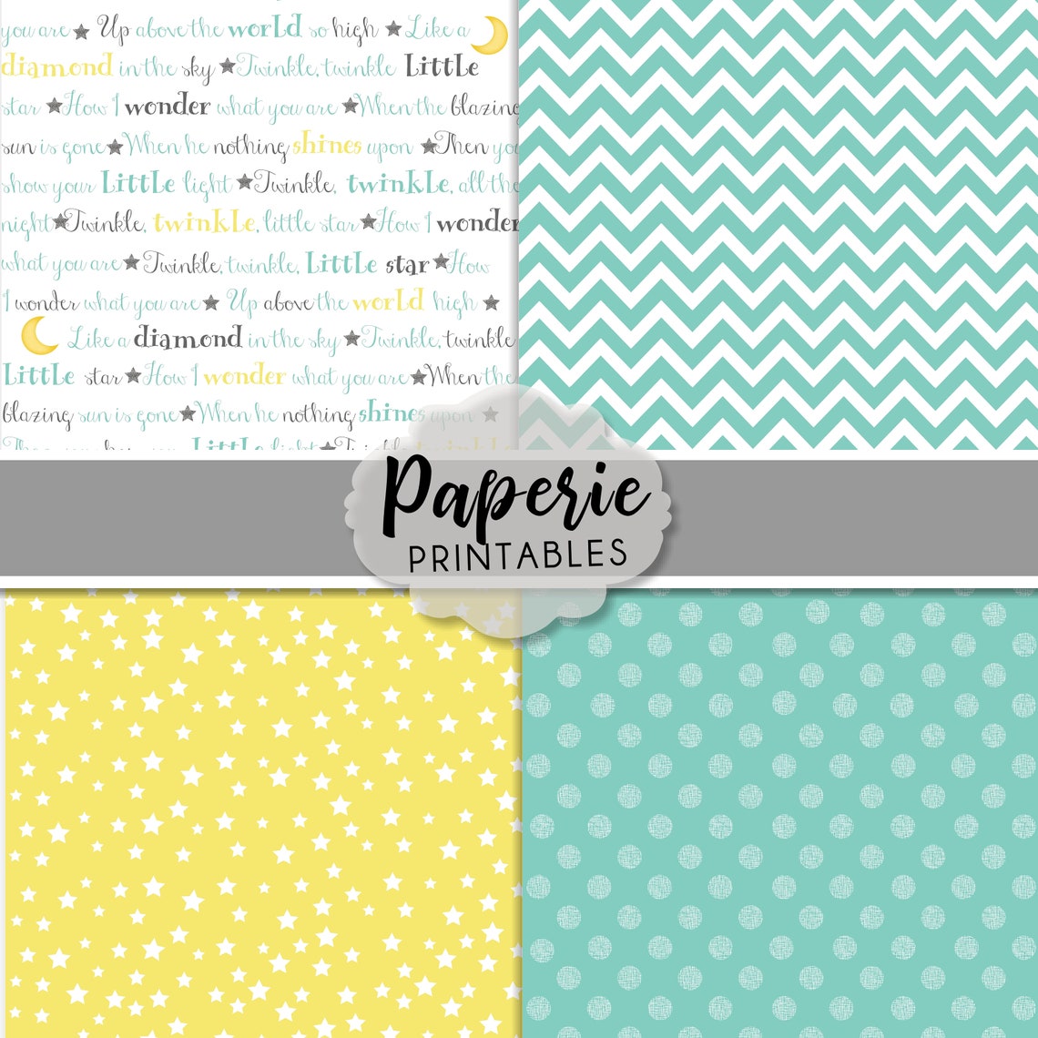 Twinkle Twinkle Little Star Pattern Digital Paper 12x12 | Etsy