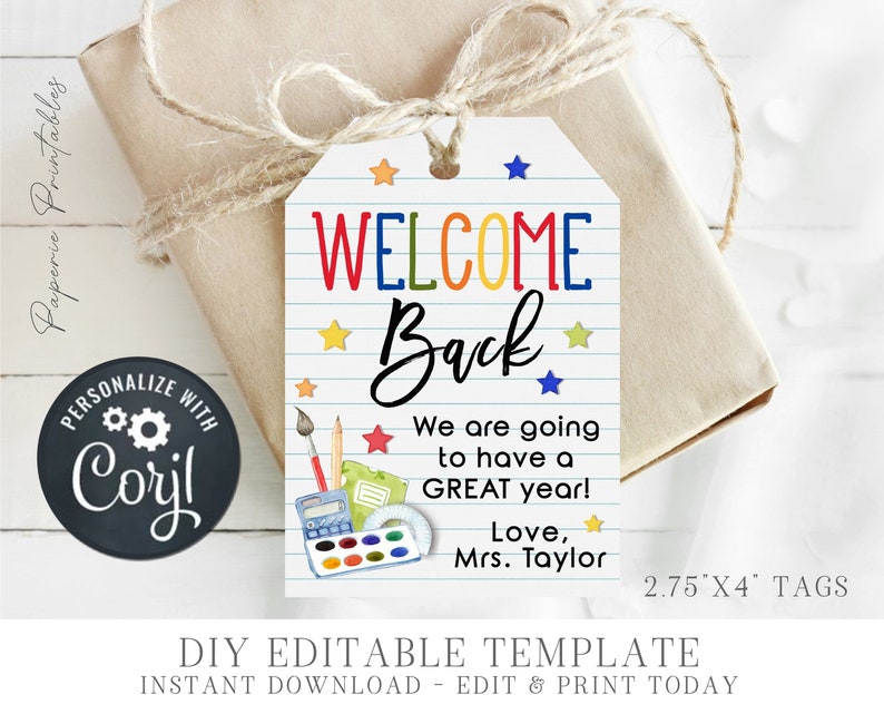 EDITABLE First Day of School Printable Tag Back to School - Etsy