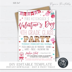 Editable Valentine's Day Class Party Invitation (digital Download) - Etsy