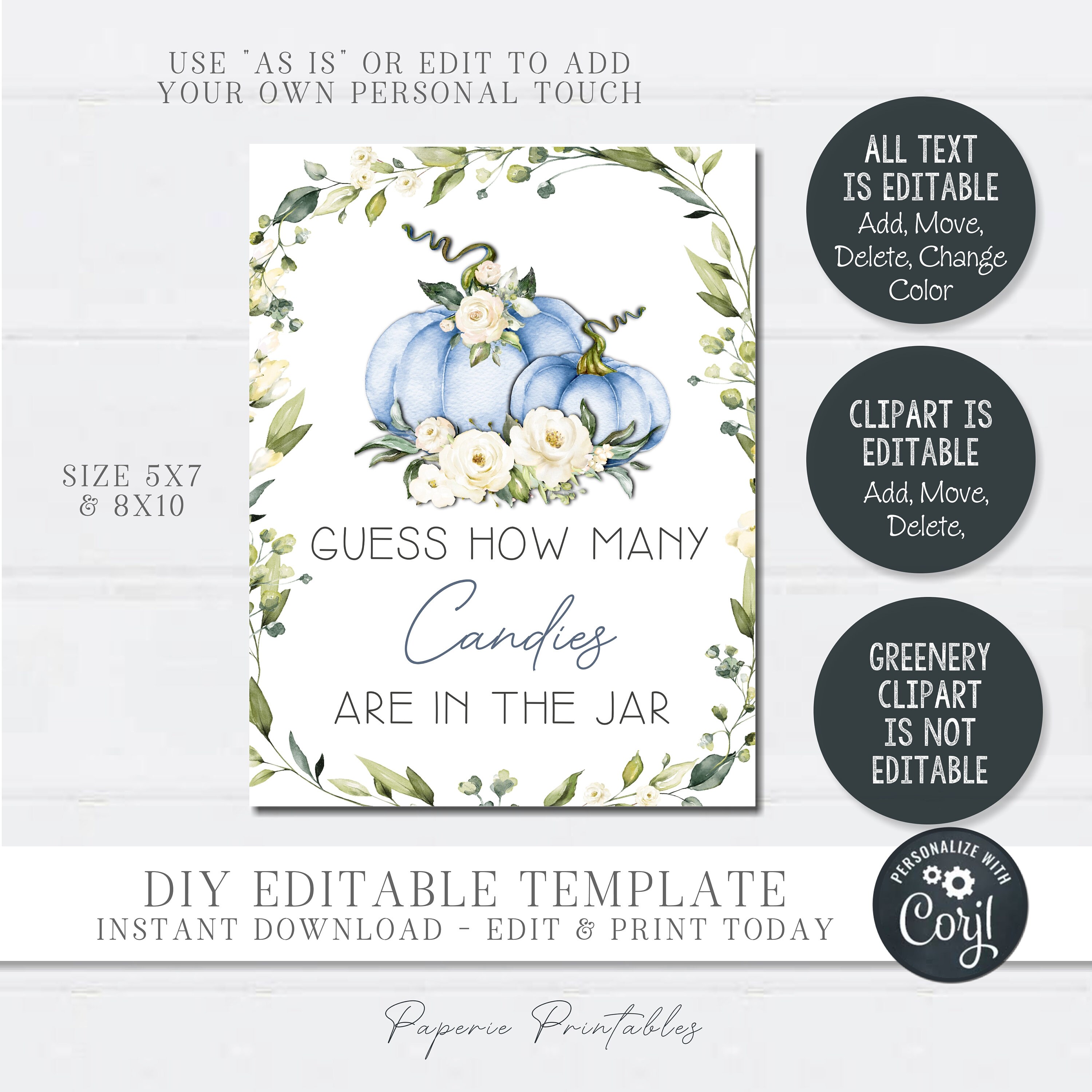 EDITABLE Guess How Many Sign Pumpkin Guess How Many Baby - Etsy