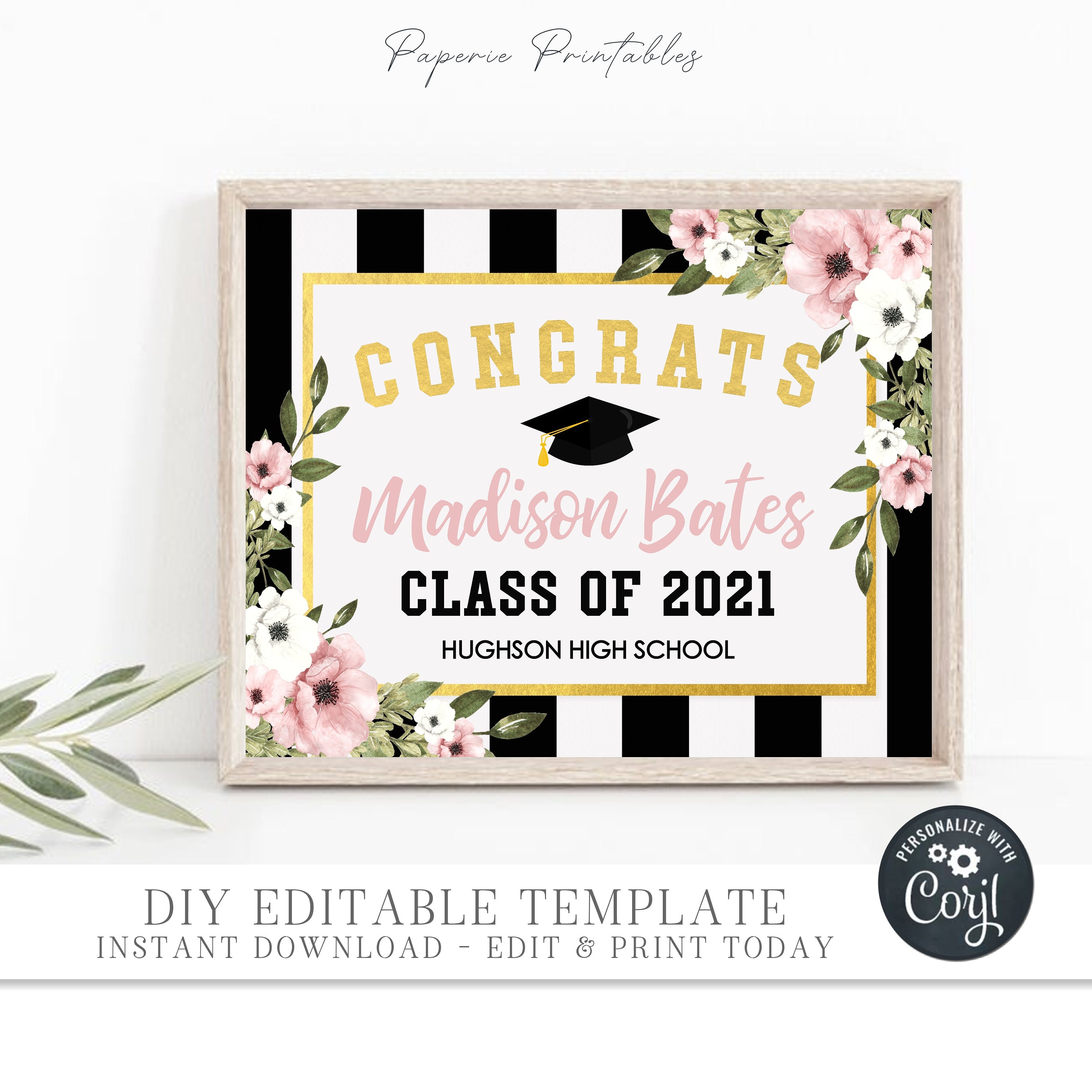 EDITABLE Graduation Yard Sign Congrats to our Graduate Yard | Etsy