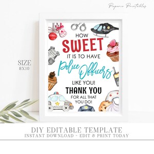 Editable Police Appreciation Sign: Sweet Treat Thank You (digital ...
