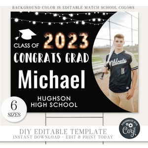 EDITABLE Graduation Yard Sign Class of 2023 Graduation Sign - Etsy
