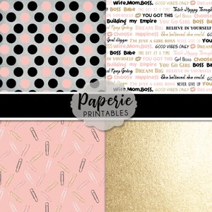 Boss Babe Pattern Digital Paper - 12x12 Digital Scrapbooking Paper - 30 ...