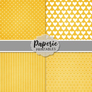 Yellow & White Pattern Digital Paper - 8.5x11 Digital Scrapbooking ...