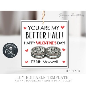 EDITABLE Cookie Valentine Cards, Cookie Valentine Tags, School ...