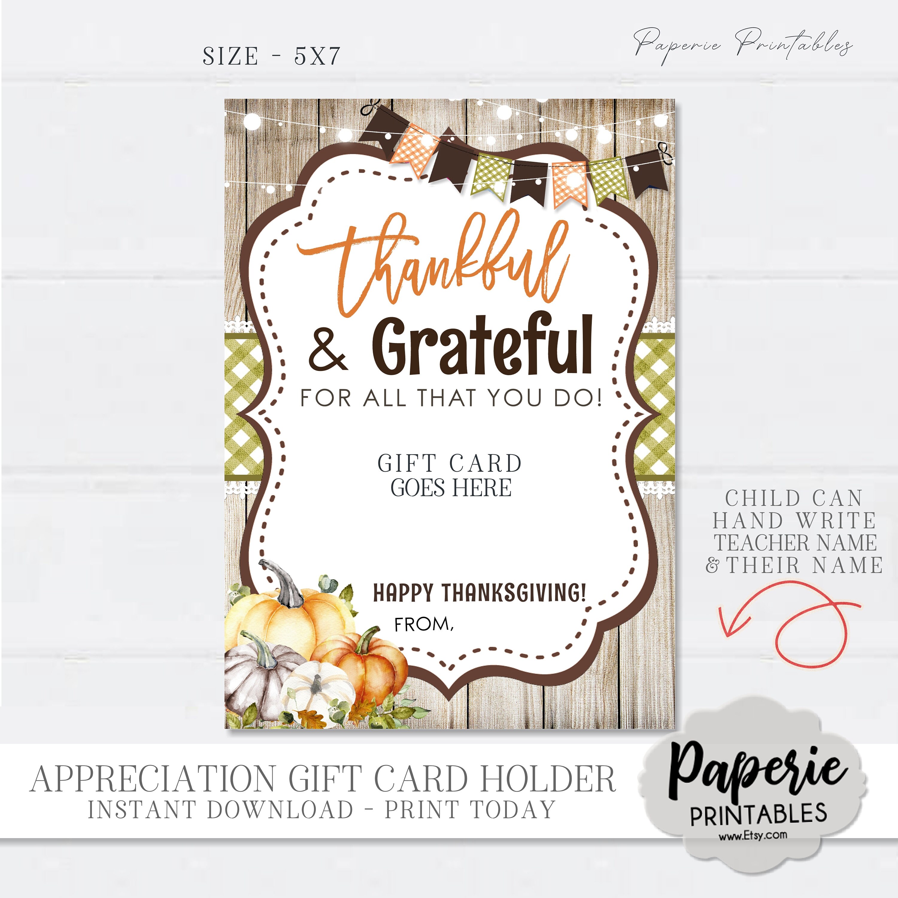 EDITABLE Thanksgiving Gift Card Holder Thanksgiving Thanks a - Etsy