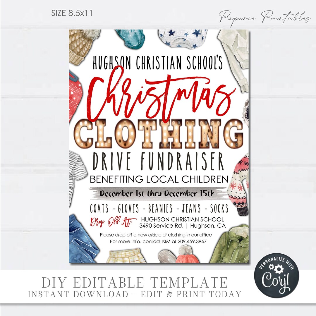 EDITABLE Christmas Clothing Drive Flyer Christmas Clothing - Etsy