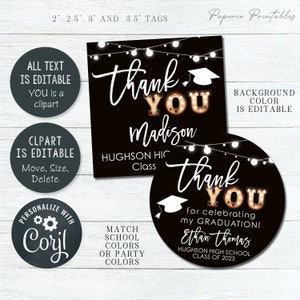 EDITABLE Graduation Gift Tags, Masculine Graduation Tags, Graduation ...