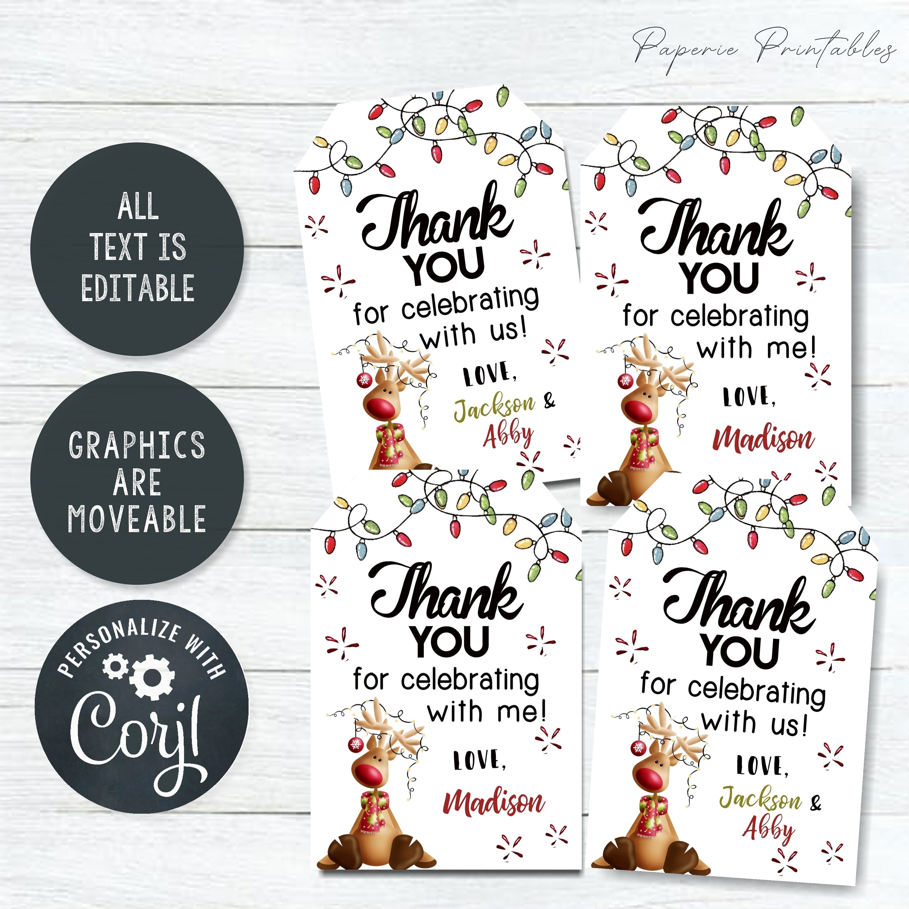 EDITABLE Christmas Birthday Party Favor Tags Christmas - Etsy