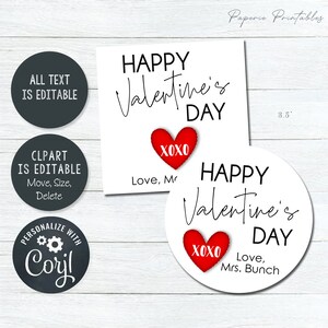 Editable Happy Valentine's Day Tag, Valentine's Day Gift Tag, Valentine ...