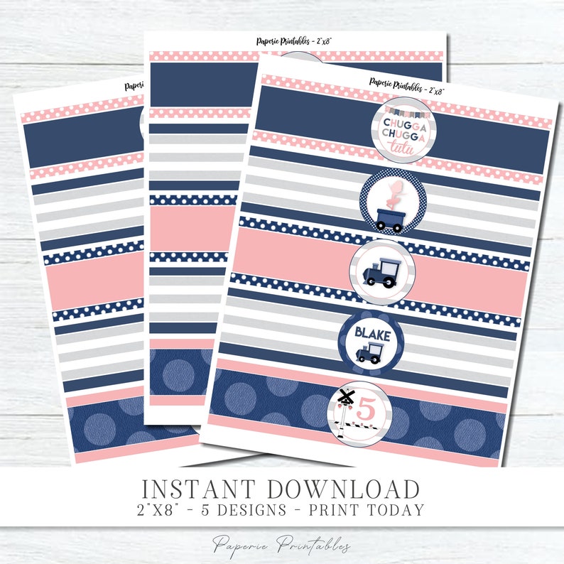 EDITABLE Choo Choo and Tutus Water Bottle Labels Water Bottle - Etsy