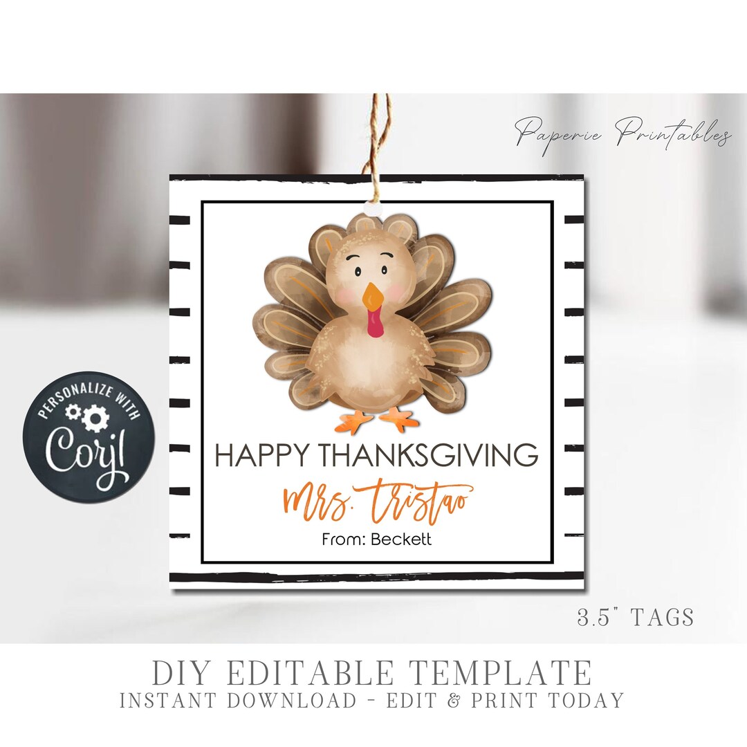 Editable Thanksgiving Gift Tags: Turkey Design (digital Download) - Etsy
