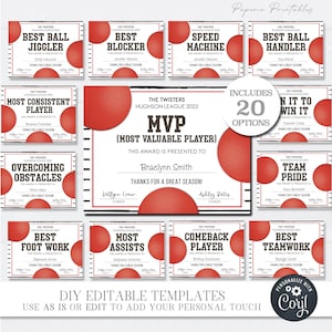 Editable Kickball Award Certificates: Team Party Printable (DIY Corjl ...