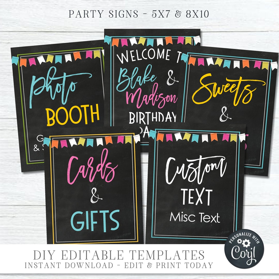 Editable Siblings Birthday Party Signs: DIY Welcome Decor (digital ...