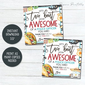 Taco Police Appreciation Gift Tags: Editable Thank You (DIY Corjl) - Etsy