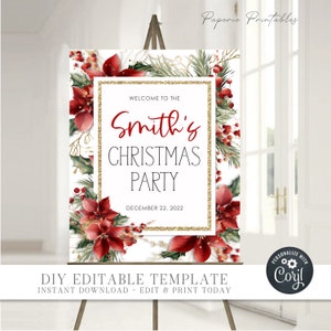 Editable Christmas Party Signs, Holiday Party Signs, Christmas Party ...
