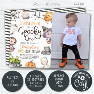 EDITABLE Halloween Birthday Invitation, Spooky One Halloween Birthday ...