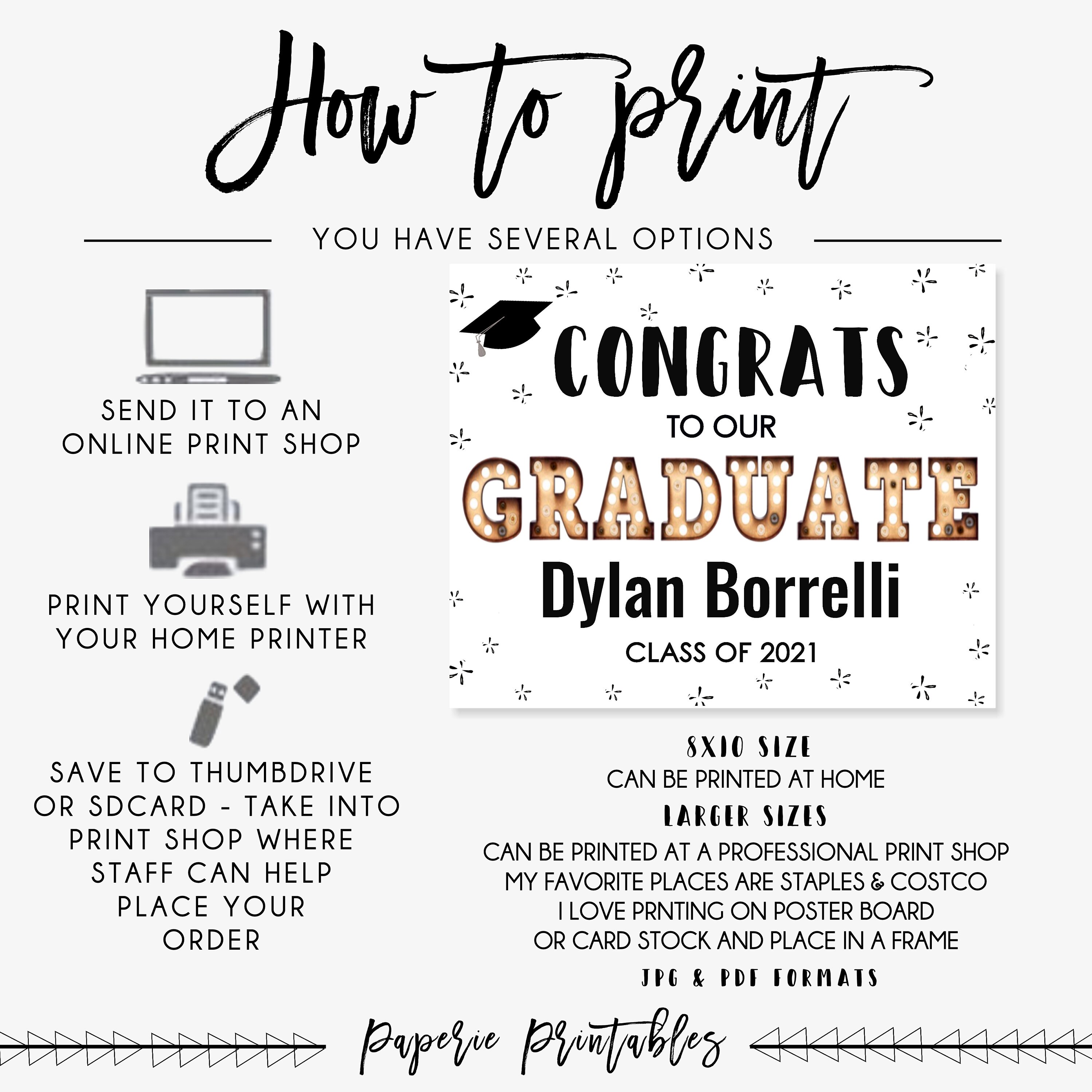 EDITABLE Graduation Yard Sign Class of 2021 Graduation Sign | Etsy