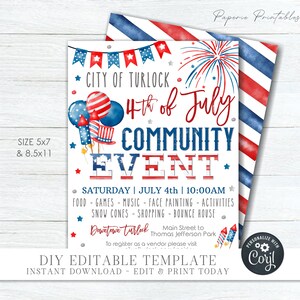 EDITABLE 4th of July Community Parade Flyer - 4th of July Celebration ...