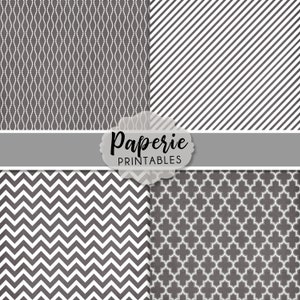 Gray & White Pattern Digital Paper - 12x12 Digital Scrapbooking Paper ...