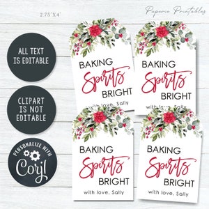 Editable Baking Spirits Bright Tag, Baking Spirits Bright Gift Tag ...