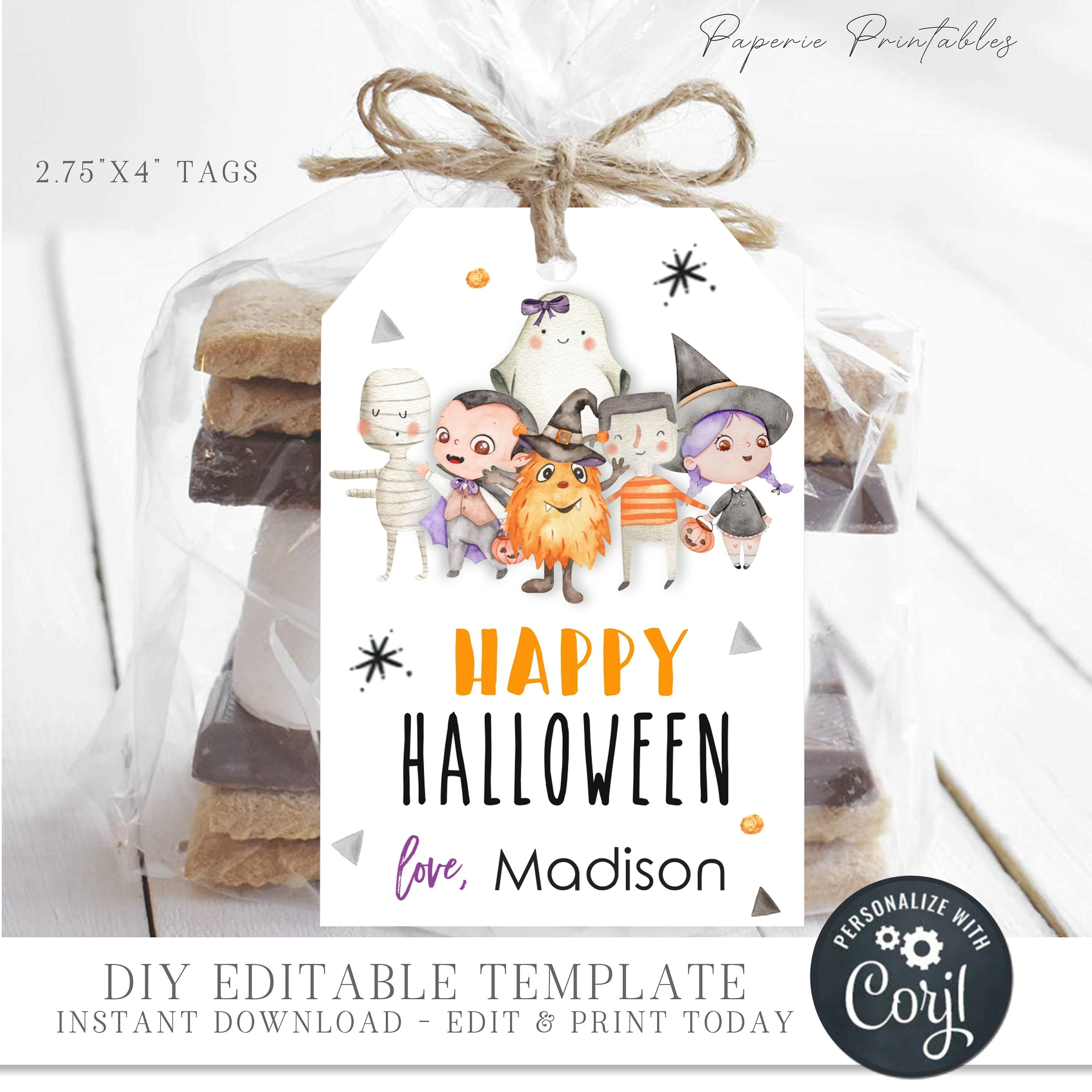 EDITABLE Halloween Tag Printable Halloween Favor Tags - Etsy