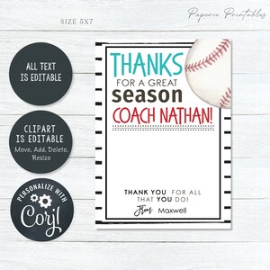 EDITABLE Baseball Coach Appreciation Gift Card Holder, Thanks for a ...